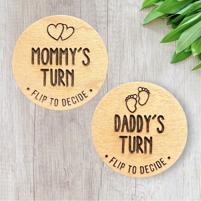 New Parent Decision Coin, Newborn Baby Gift- Mommy's Turn- Daddy's Turn ...