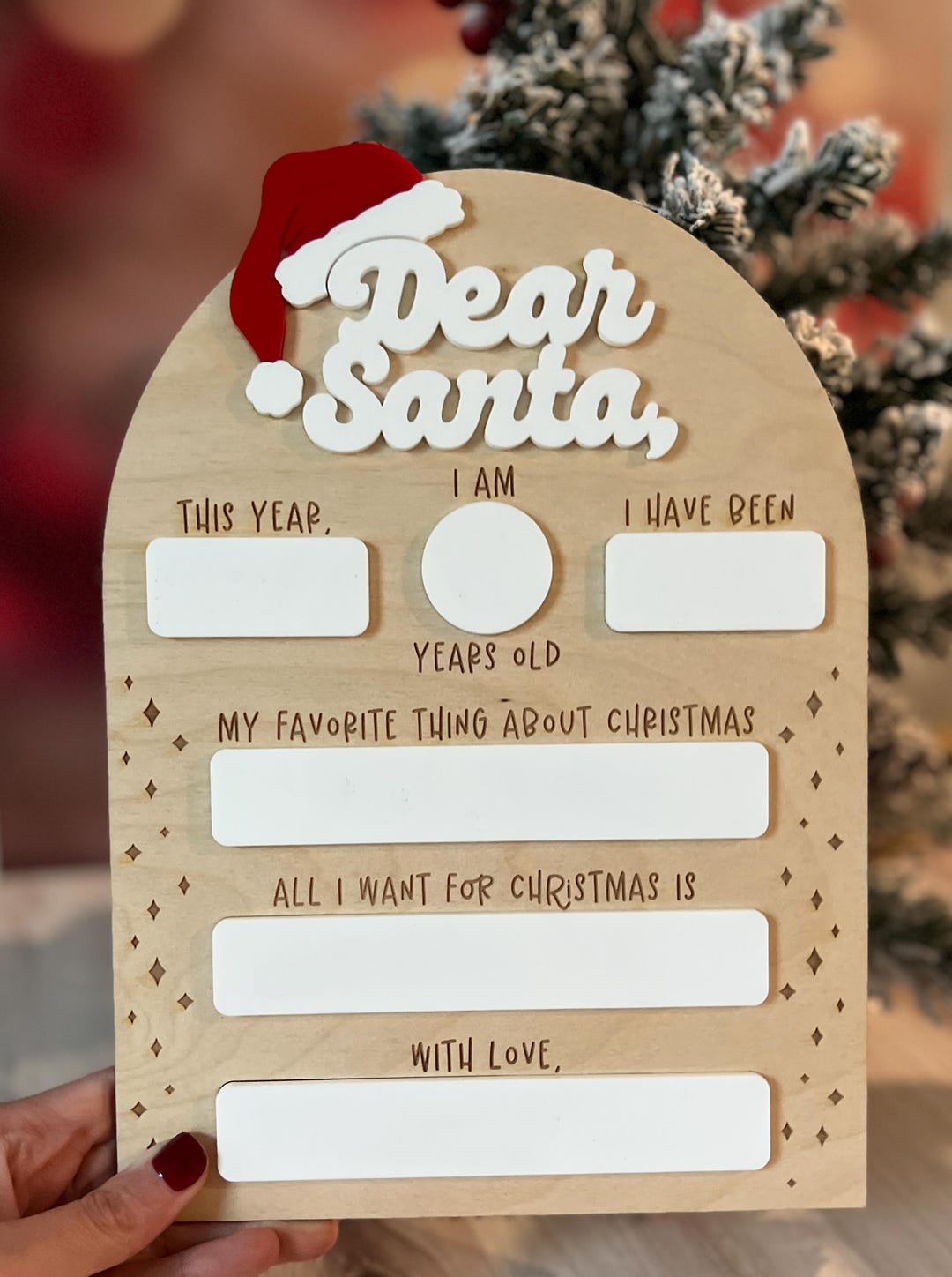 Dear Santa Dry Erase Board Sign, Reuseable Christmas Whiteboard Wish ...