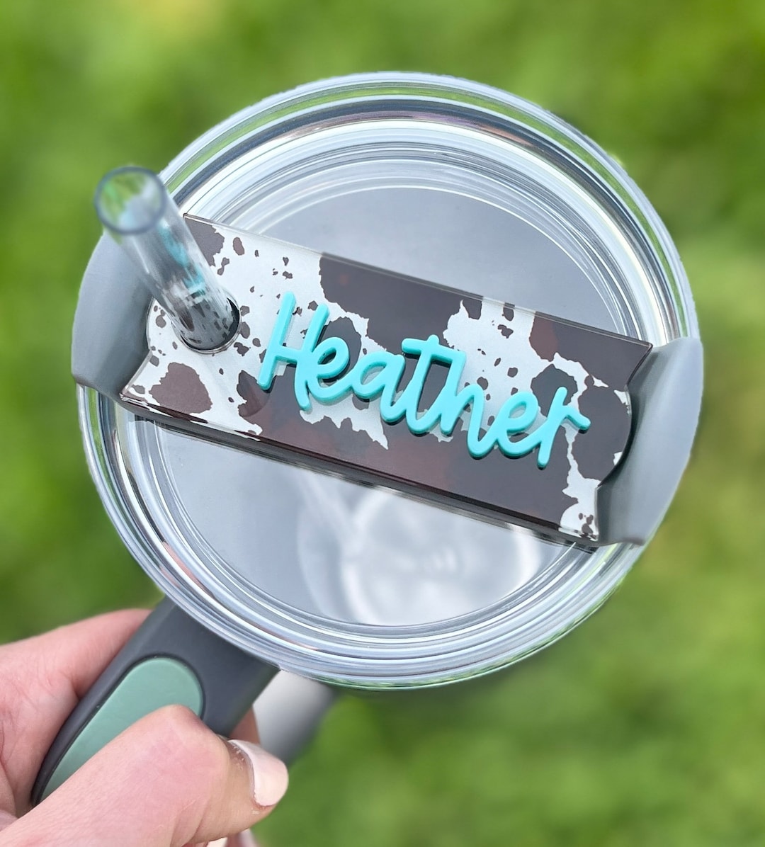Personalized Cow Print Tumbler Name Topper, Western Custom Plate Tag ...
