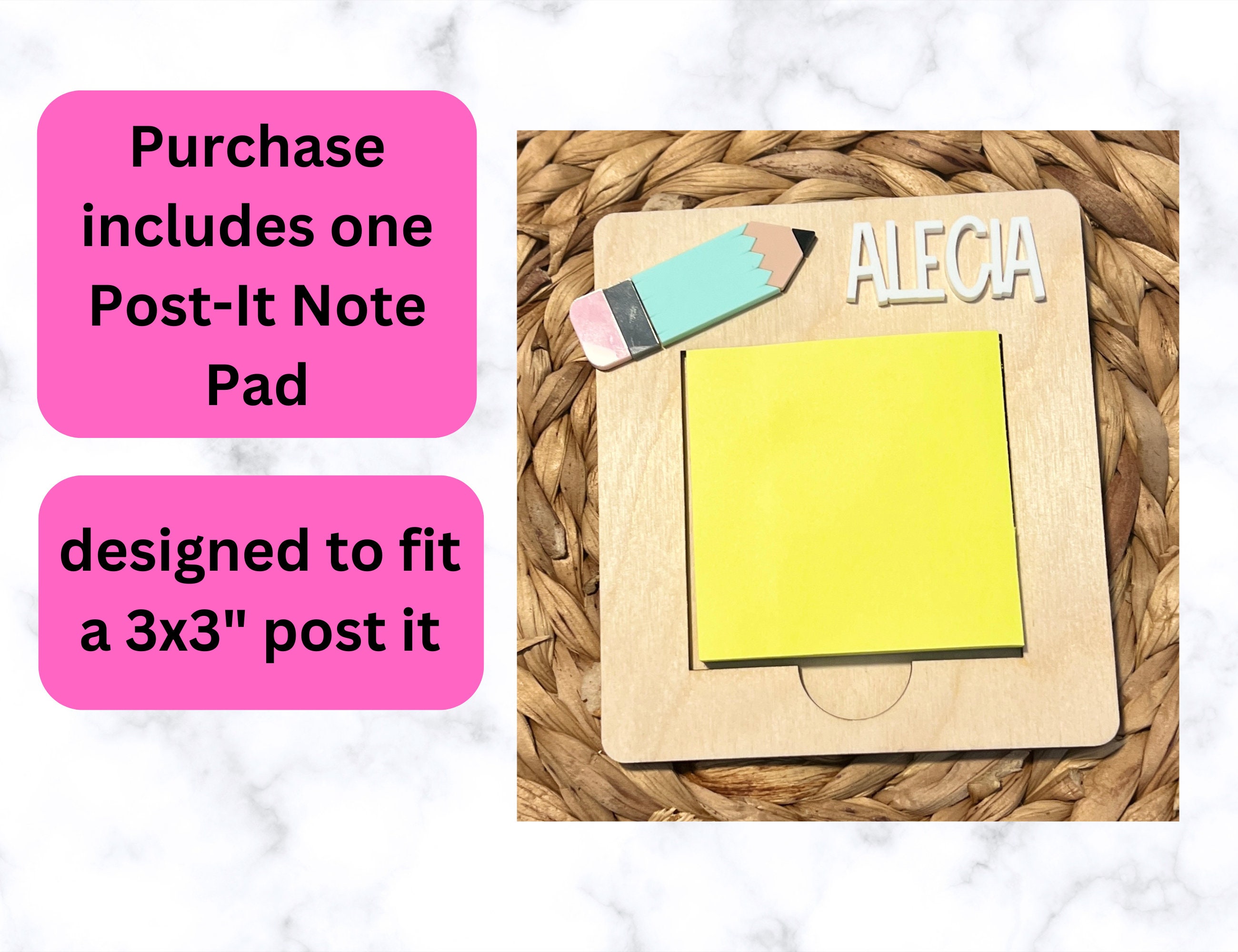 Personalized Teacher Post It Note Holder, Custom Teacher Appreciation ...