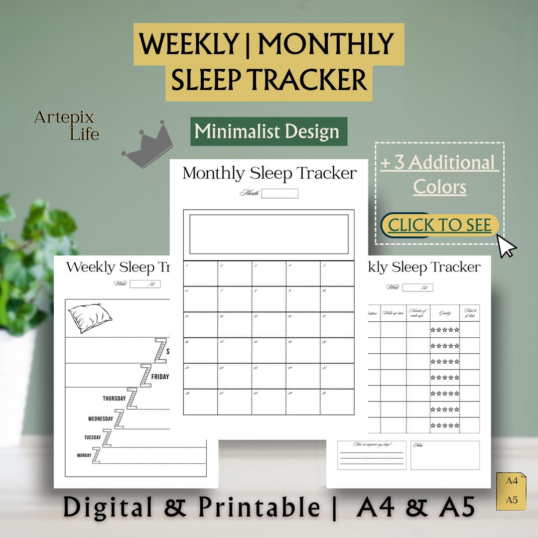 Minimalist Sleep Tracker Printable | Weekly & Monthly Sleep Log | A4 ...
