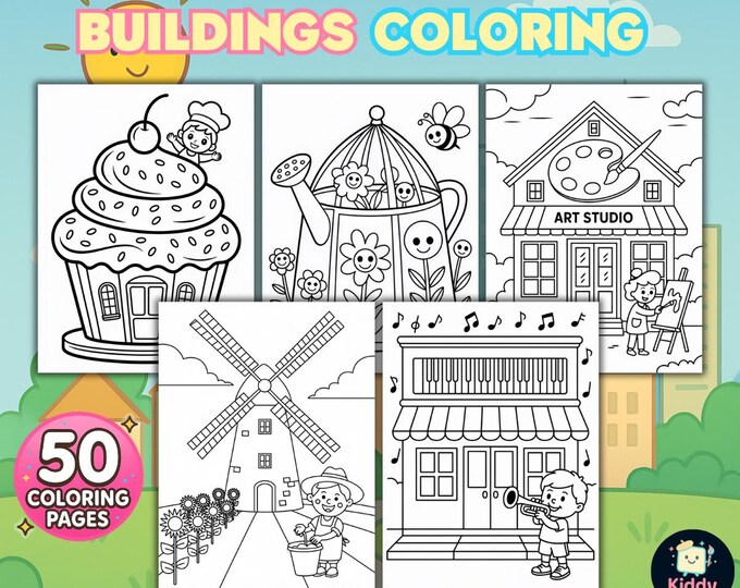 Architectural Buildings Coloring Pages: 100 Designs + 160 Bonus Images ...