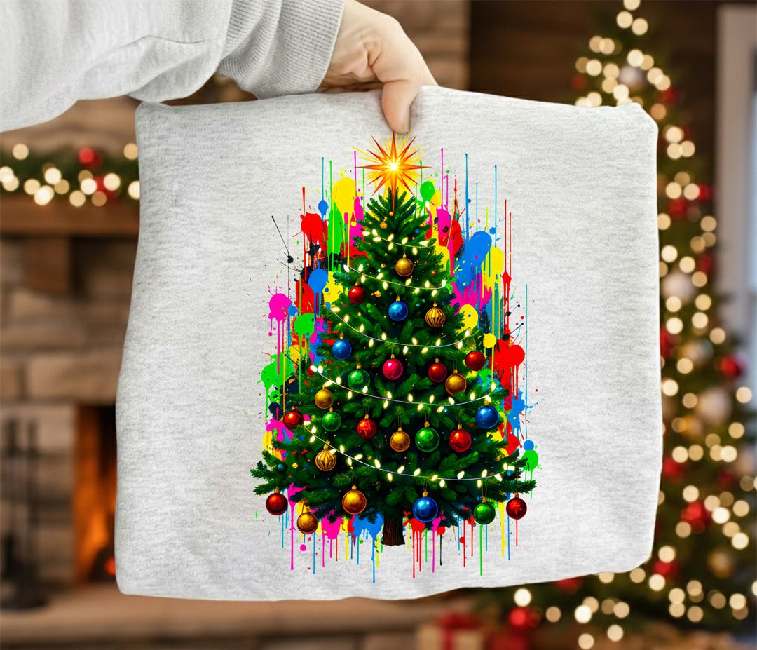 Paint Splash Christmas Tree SVG: Artistic Holiday Lights (clipart) - Etsy