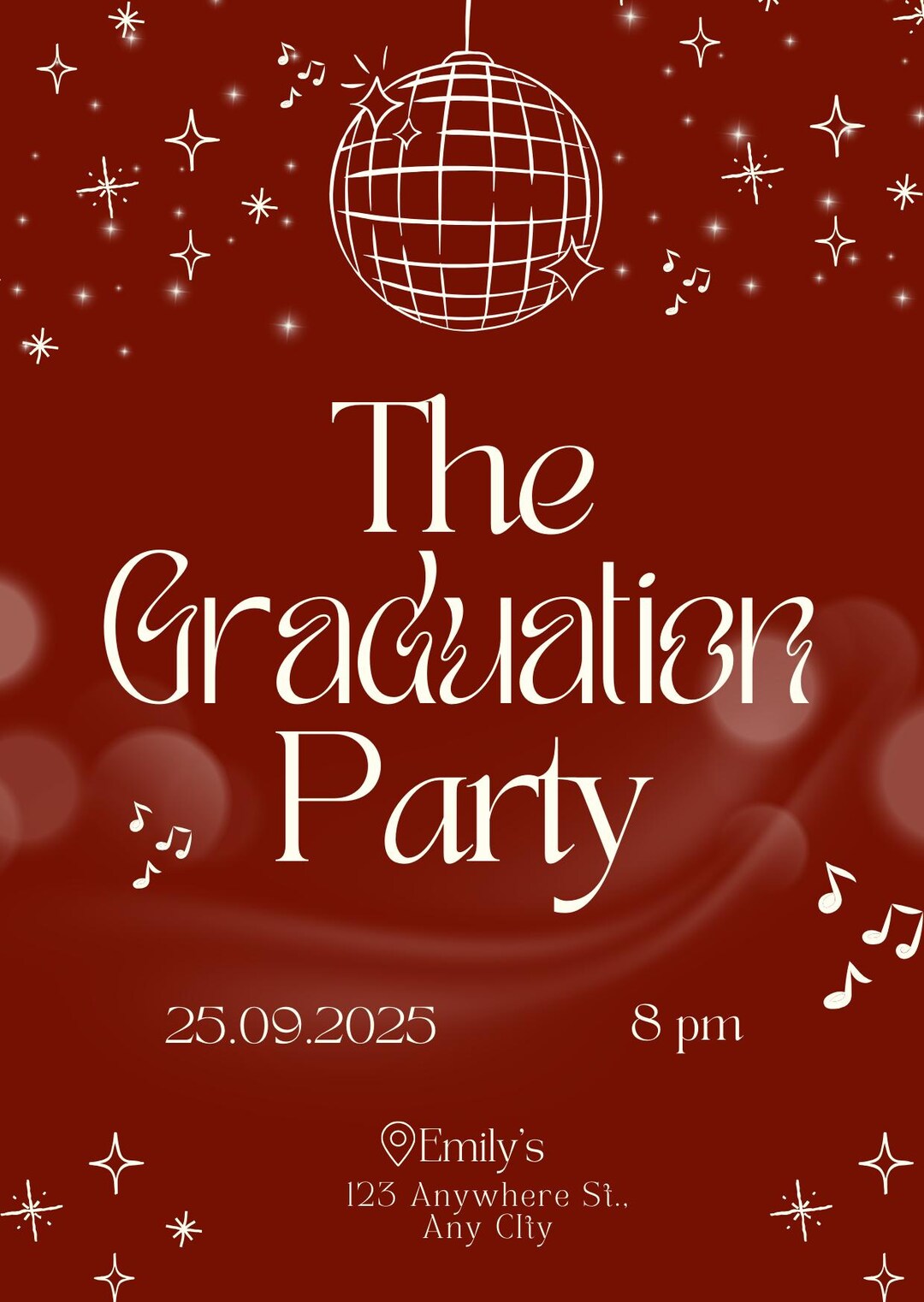 Red Graduation Invitation | Elegant Graduation Party Template | Modern ...