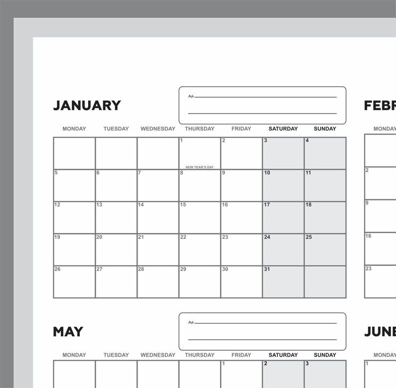 2026 Calendar Year Planner Printable Single-page Yearly Planning ...