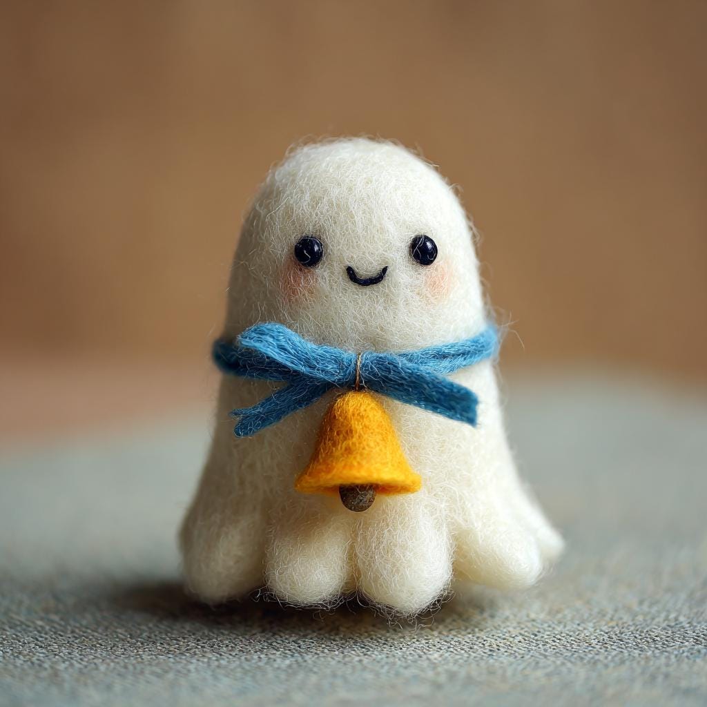 Needle Felted Ghost With Gift – Cute Wool Felt Halloween Ornament ...