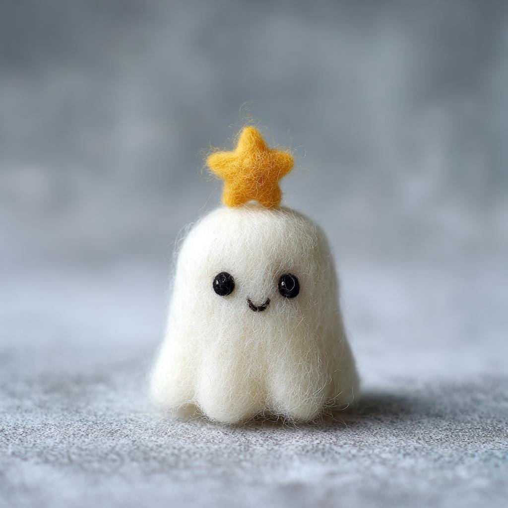 Needle Felted Ghost With Gift – Cute Wool Felt Halloween Ornament ...