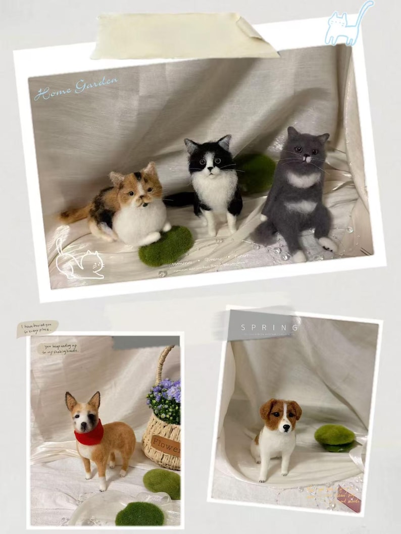 Custom Pet Sculpture From Photo, Personalized Wool Figurine, Dog Mom ...