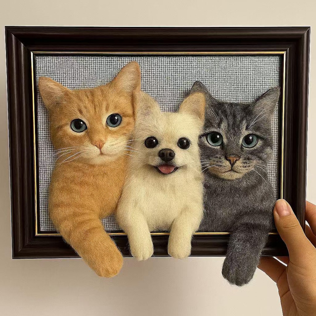 Custom 3D Wool Pet Portrait – Handmade Needle Felted Keepsake - Etsy