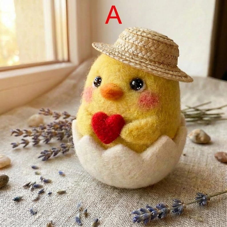 Spring Easter Gift, Needle Felt Chick Figurine, Cozy Handmade Farm ...