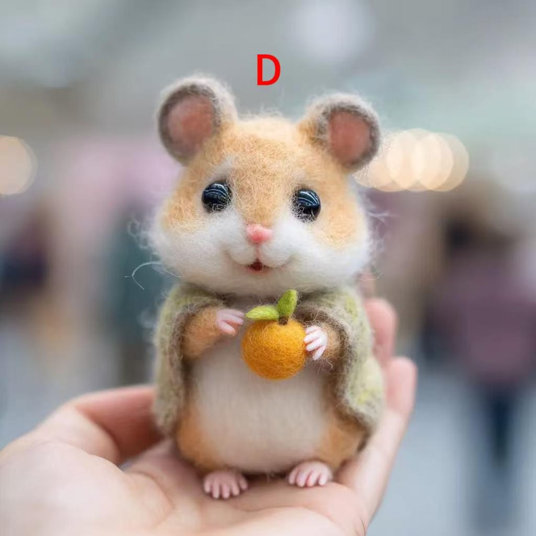 Needle Felt Hamster Figurines, Handmade Wool Hamster, Miniature Shelf ...
