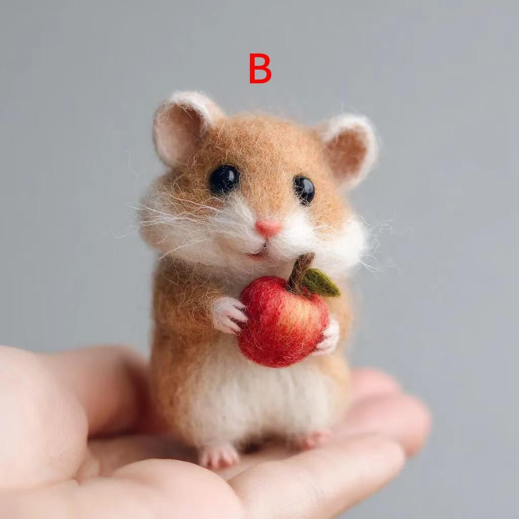 Needle Felt Hamster Figurines, Handmade Wool Hamster, Miniature Shelf ...