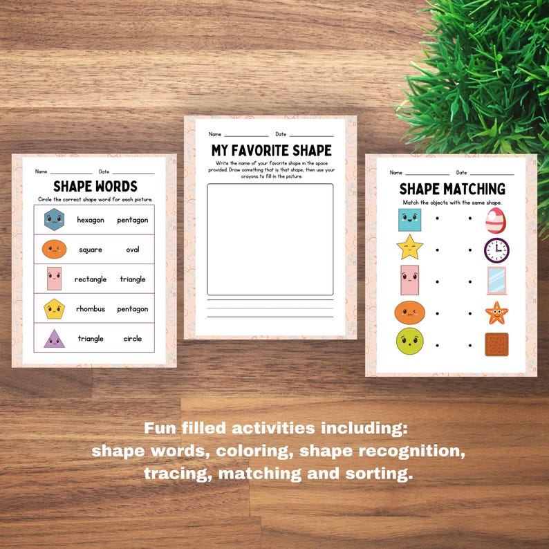 2D Shapes Tracing Workbook Printable Kindergarten Math Activities ...