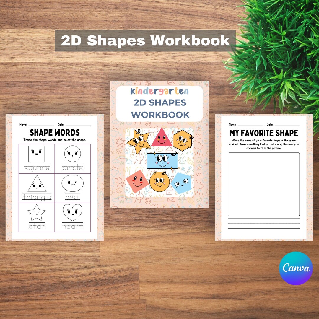 2D Shapes Tracing Workbook Printable Kindergarten Math Activities ...