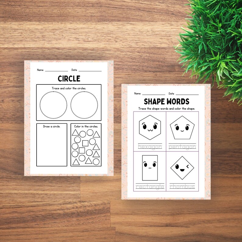 2D Shapes Tracing Workbook Printable Kindergarten Math Activities ...