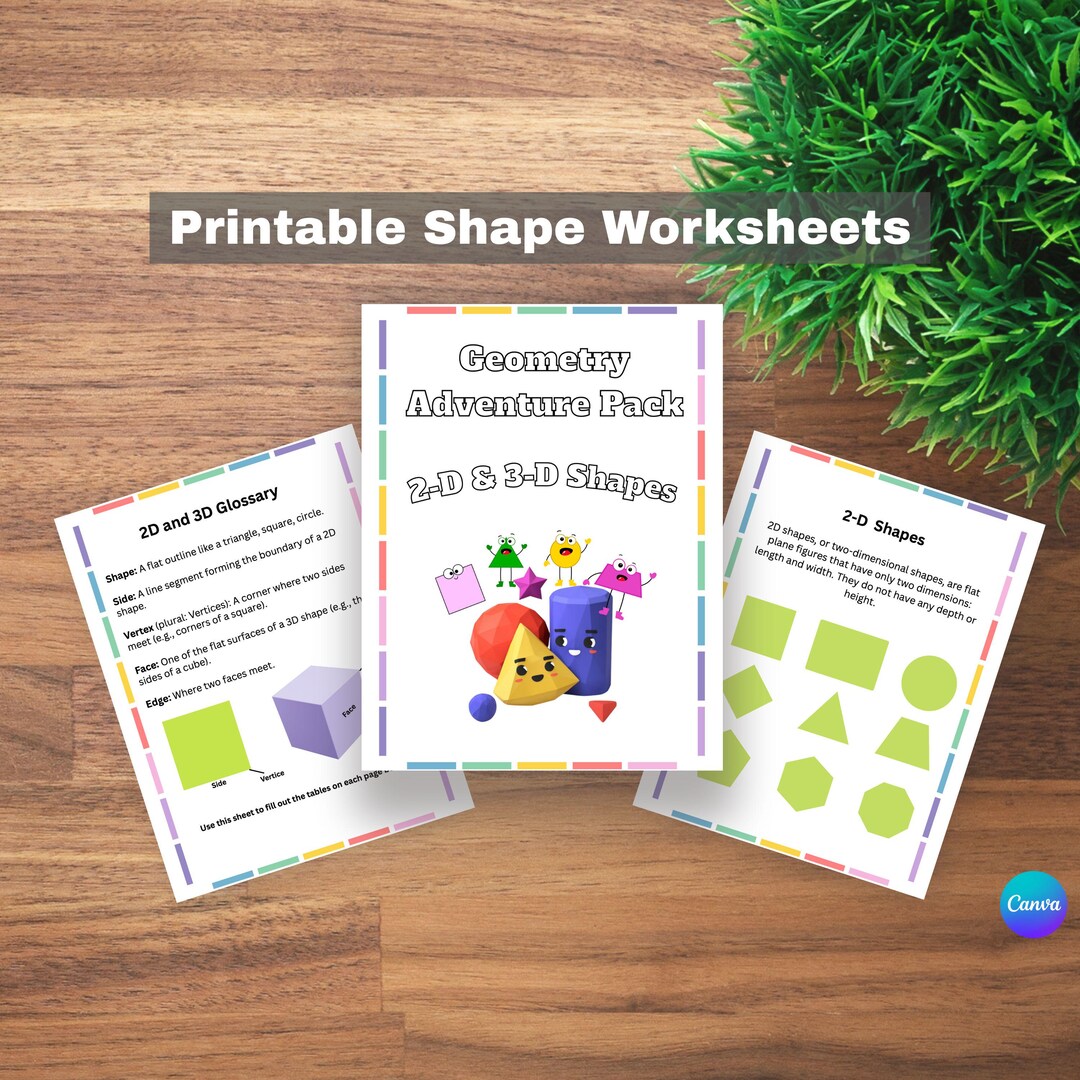 Printable Preschool Geometry 2D 3D Worksheets, Homeschooling, Early ...
