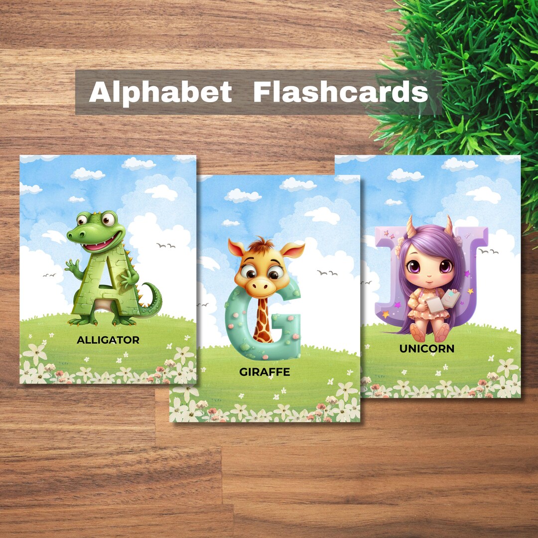 Animal Uppercase Flashcards: A-Z Printable Montessori Abcs (digital ...