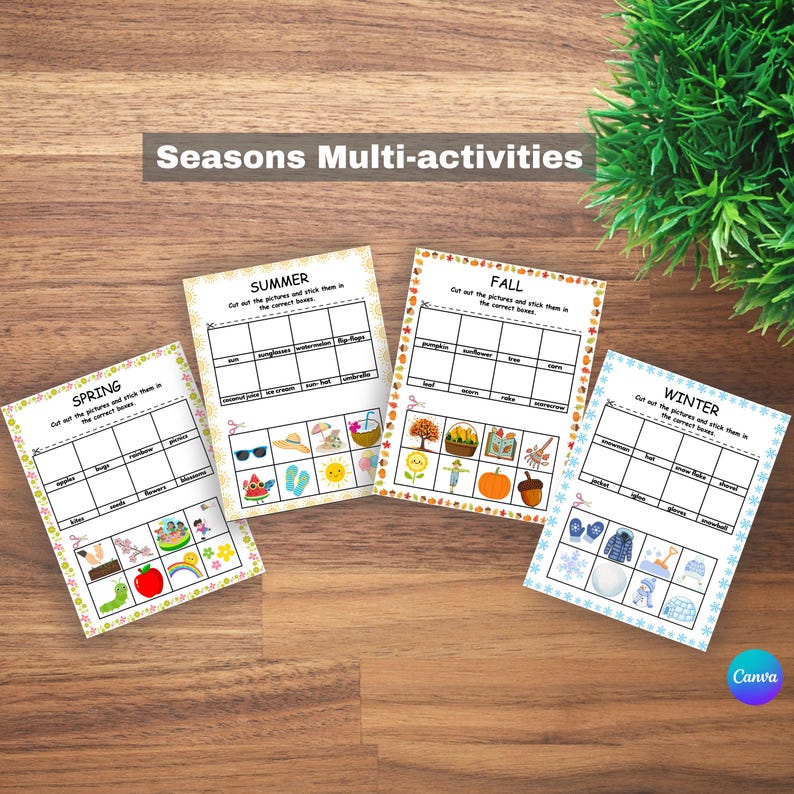 4 Seasons Learning Pack: Preschool & Kindergarten Activities (PDF) - Etsy