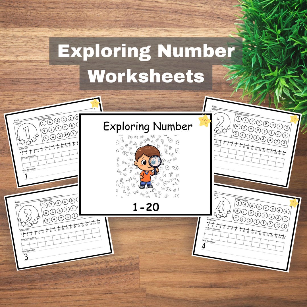 Exploring Numbers 1–20 Printable Worksheets, Early Math Learning ...