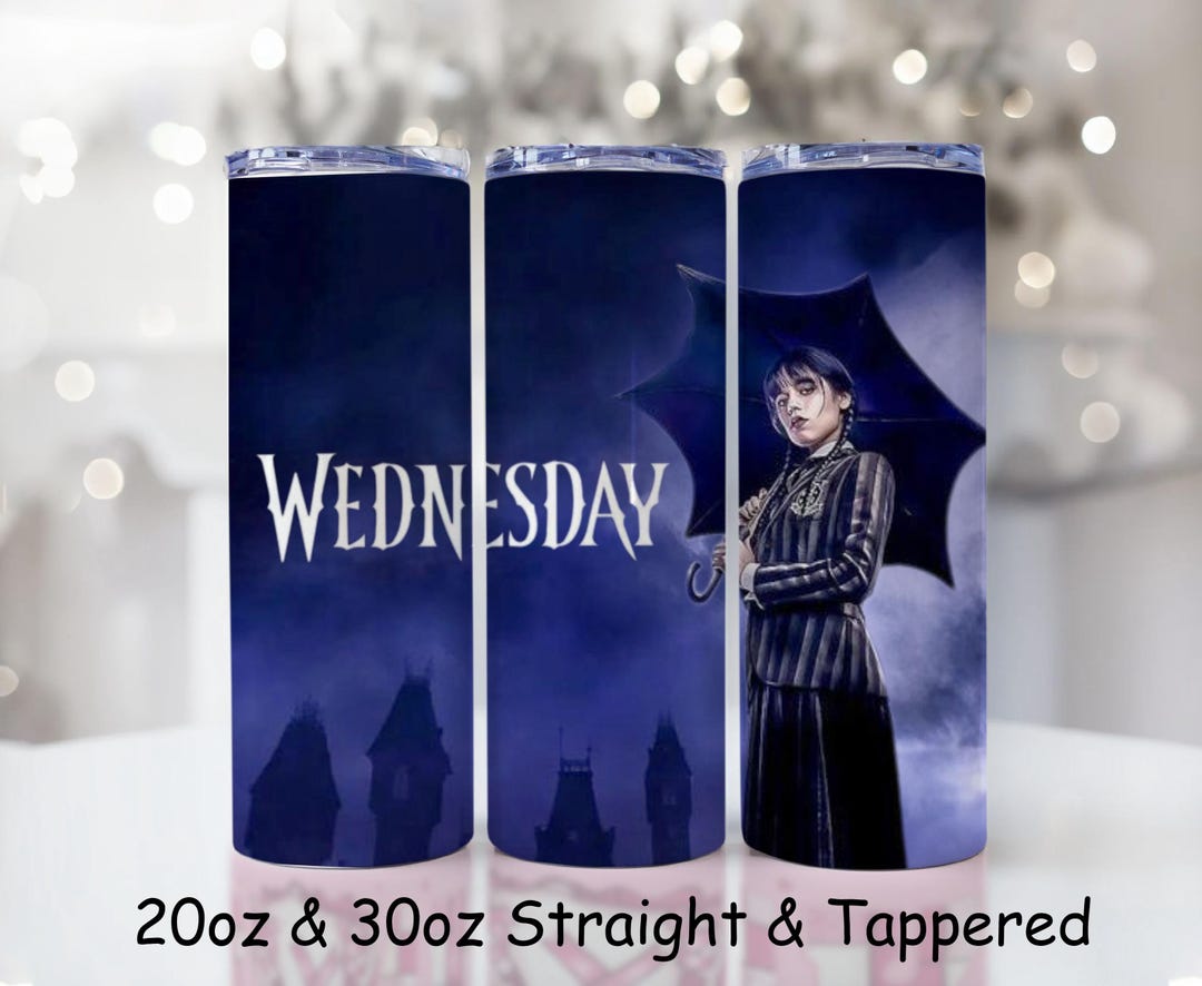 Wednesday Addams Tumbler Wrap PNG: Gothic Umbrella Design (digital ...