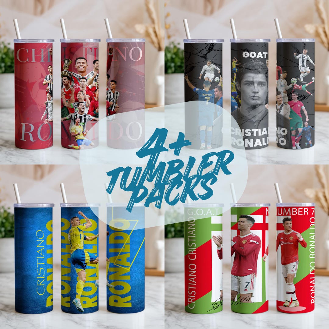 Pack of 4 Cristiano Ronaldo PNG Tumbler Designs – Football Legend ...