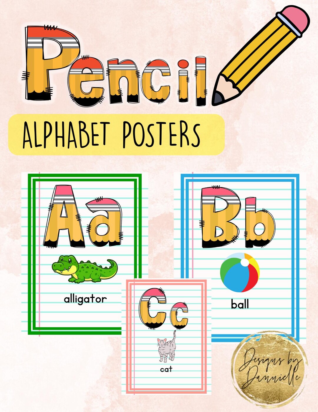 Pencil Alphabet Flashcard Posters - Etsy