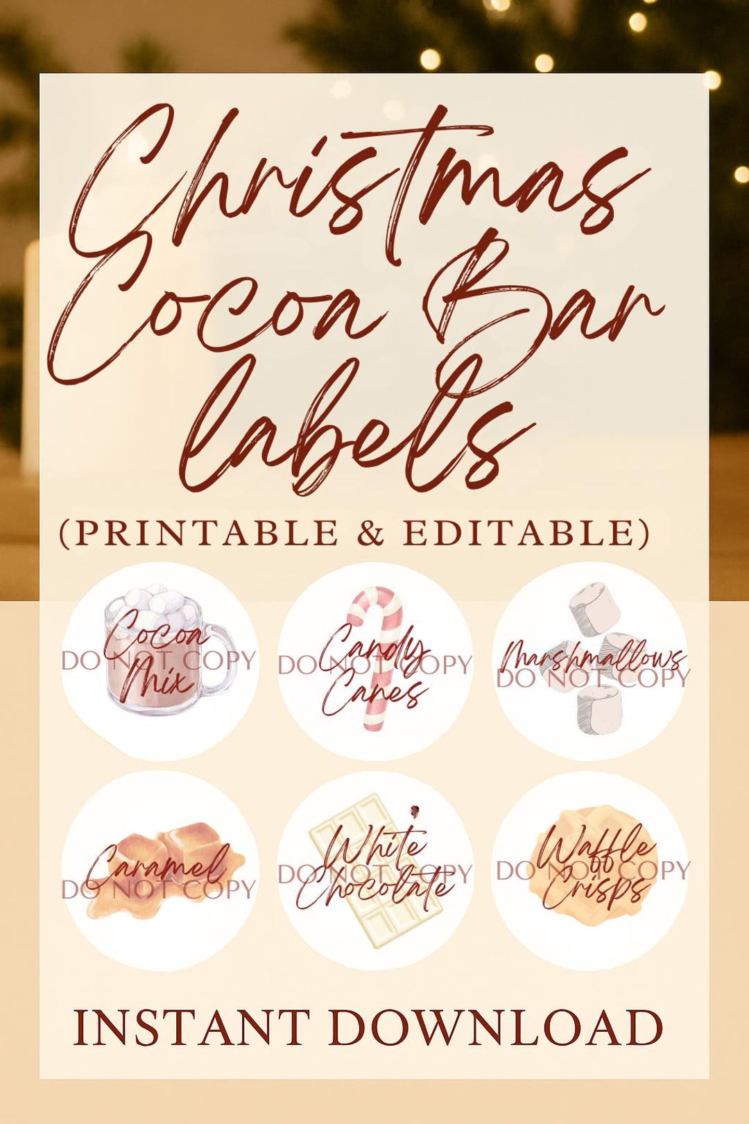 Christmas Cocoa Bar Labels | Hot Chocolate Stickers | Printable Cocoa ...
