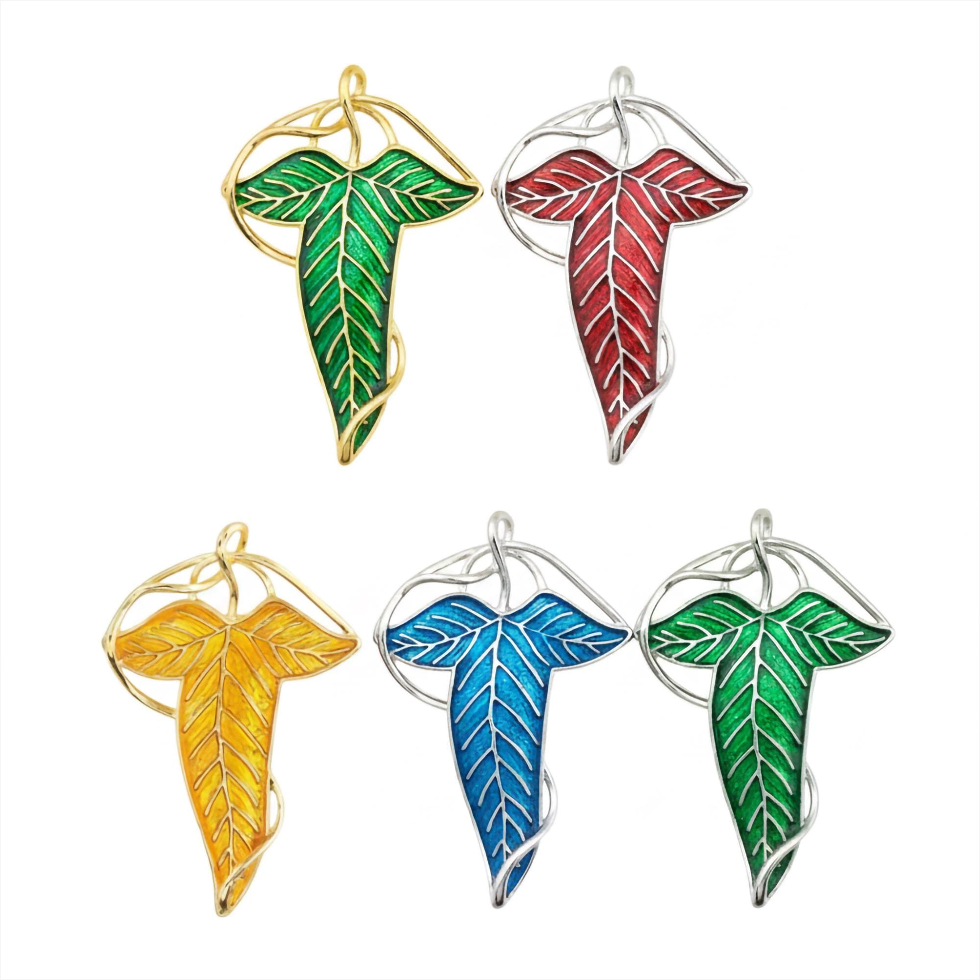 Green Gold Enamel Ivy Leaf Pin: Silver Elf Cloak Brooch Blue, Red ...