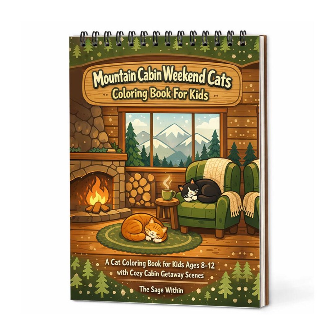 Mountain Cabin Weekend Cats Coloring Book for Kids Ages 8-12 | Cozy ...