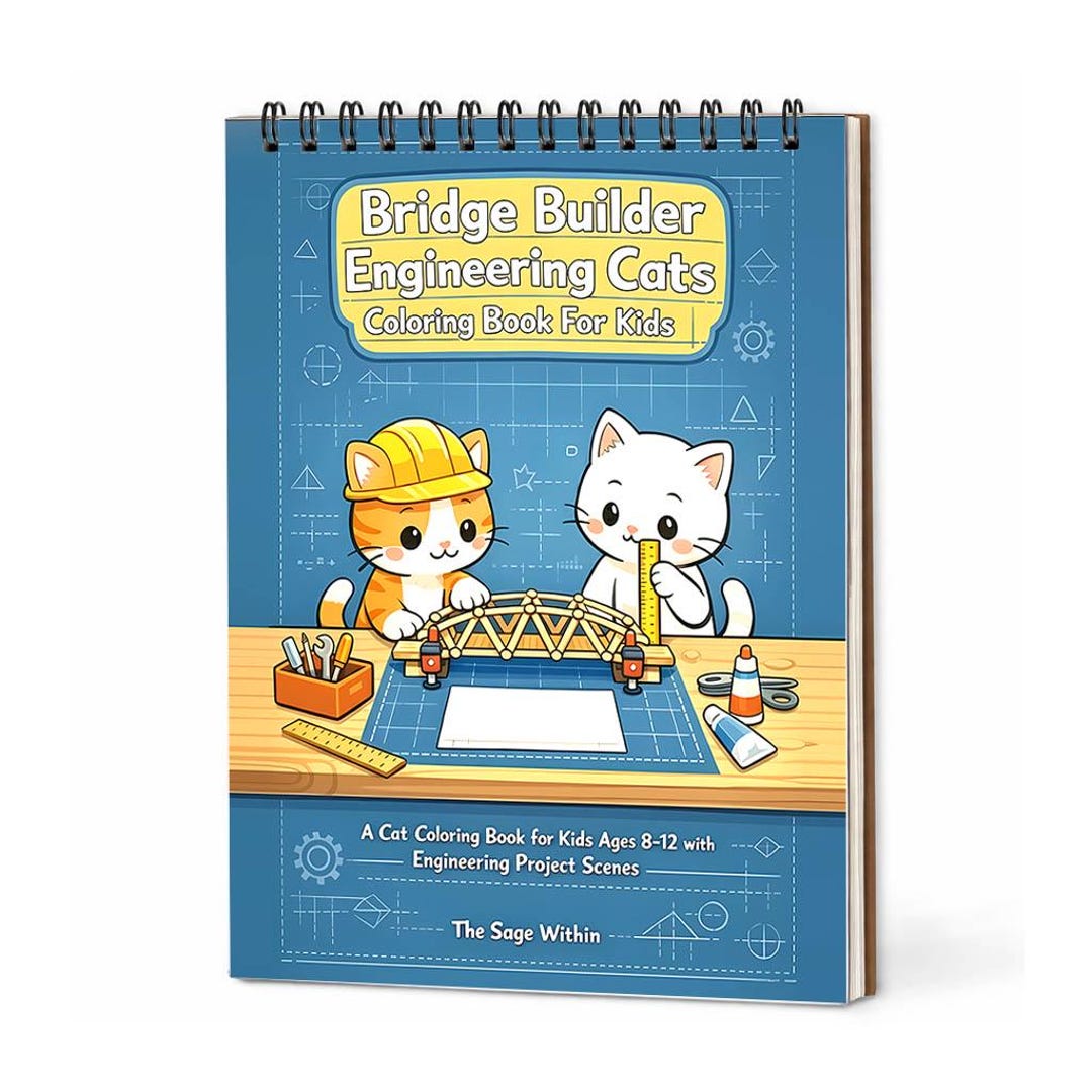 Engineering Cats Coloring Book for Kids Ages 8–12 | Bridge Builder Cat ...