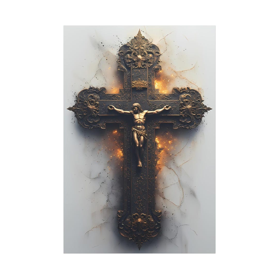 Christian Cross Wall Art Jesus on the Cross Canvas Print Religious Home ...