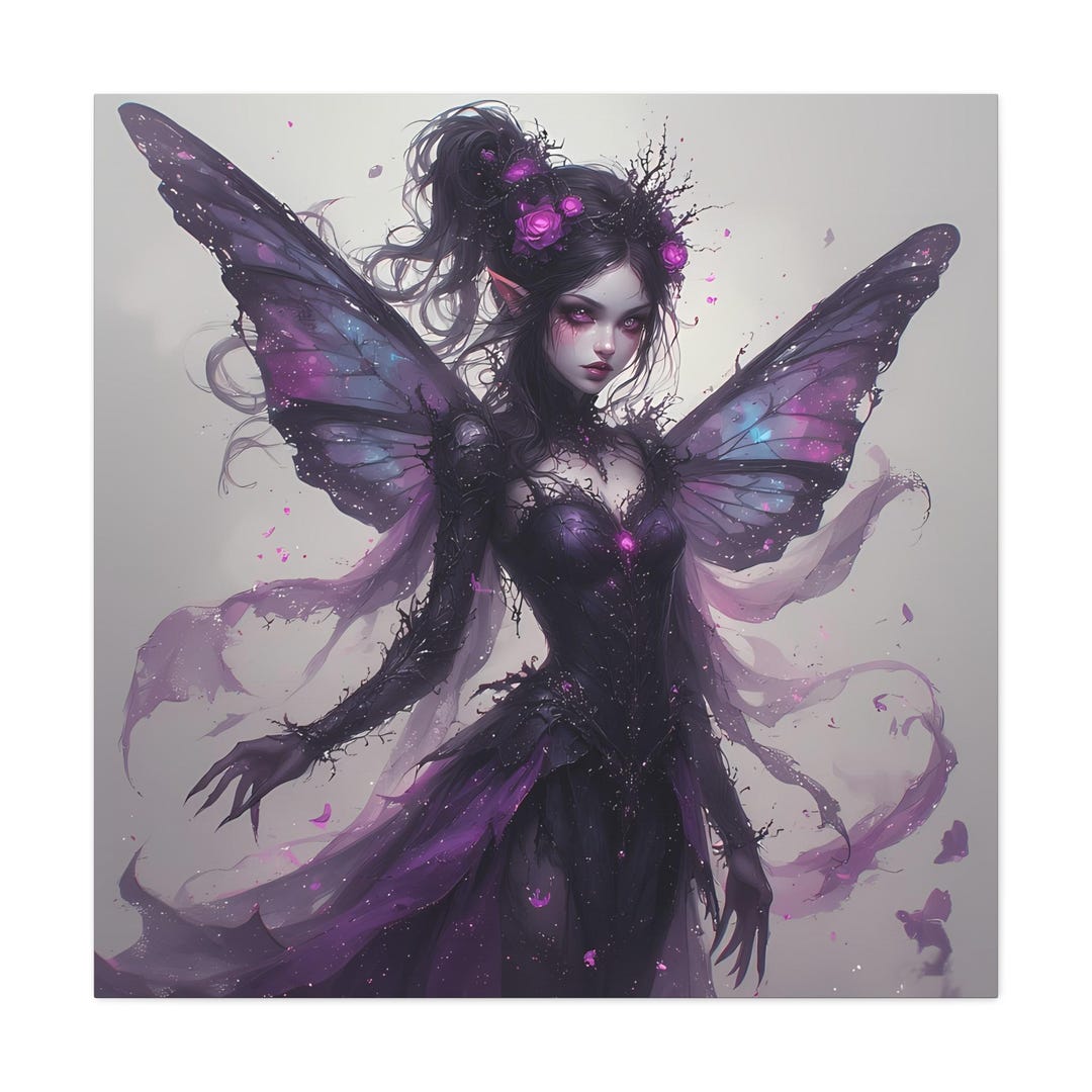 Canvas Art, Female Vampire Fairy Matte Stretched 1 25" Print, Goth Wall ...