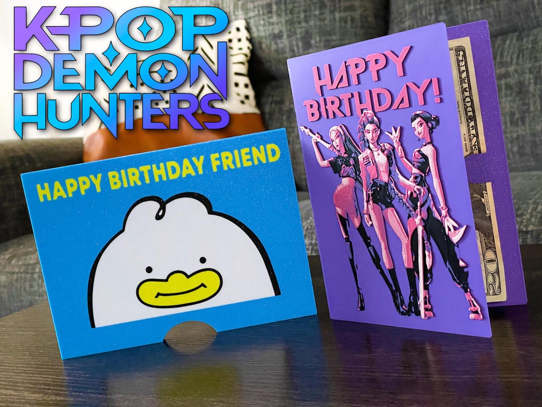 Kpop Demon Hunters 3D Printed Birthday Card W/ Envelope Add-on Option ...