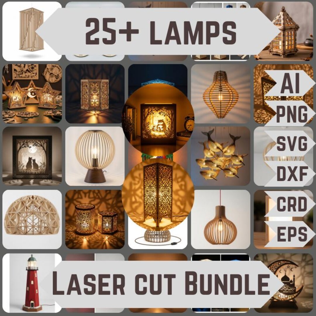 25+ Lamps Laser Cut Files Bundle, Lamp Bundle, 3D & 2D Patterns ...