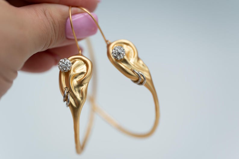 Ear Shape Large Hoop Earrings: Schiaparelli Inspired, Vintage Style - Etsy