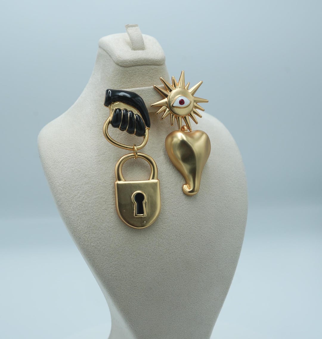 Schiaparelli Inspired Heart Drop Post Back Earrings: Vintage Style ...