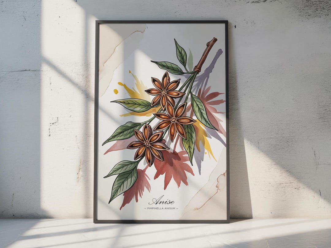 Star Anise Watercolor Art Print: Botanical Kitchen Decor (digital ...