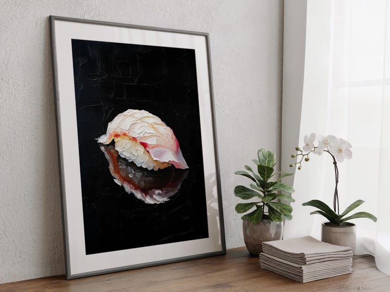 Shiromi Nigiri Art Print | Japanese Food Impasto Painting (digital ...