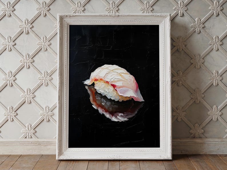 Shiromi Nigiri Art Print | Japanese Food Impasto Painting (digital ...