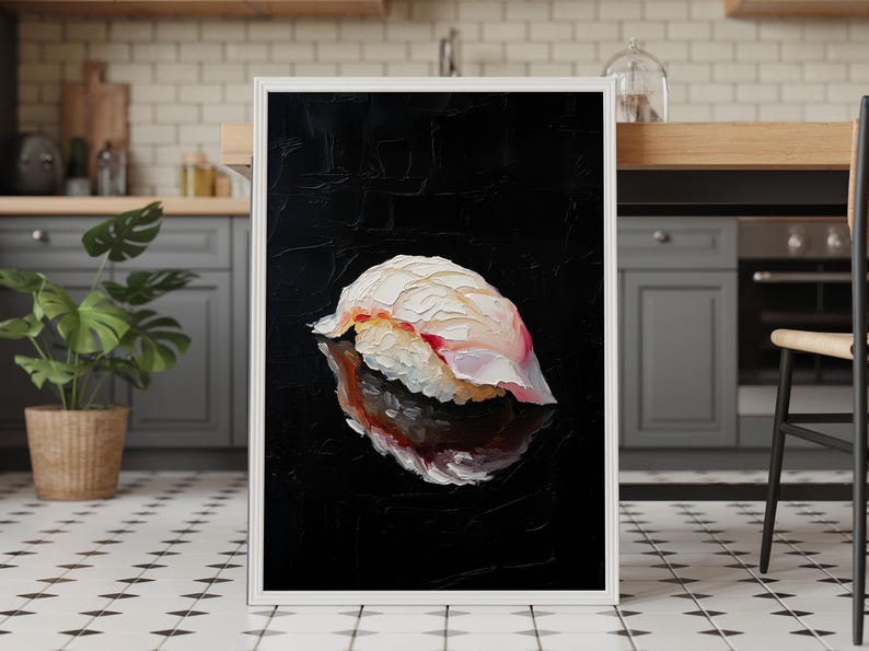 Shiromi Nigiri Art Print | Japanese Food Impasto Painting (digital ...