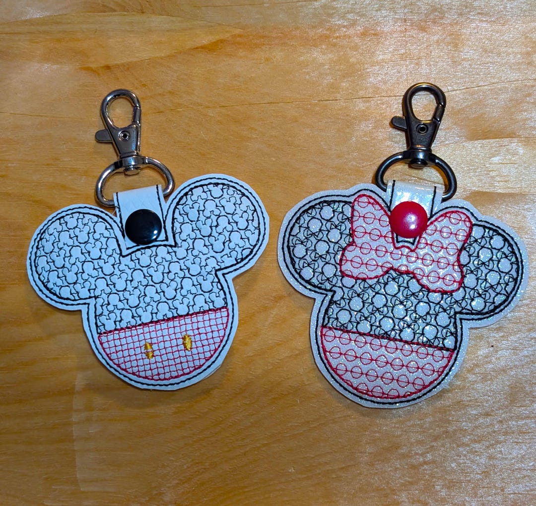 ITH Machine Embroidery Mickey and Minnie Mouse Head Snap Tabs - Etsy