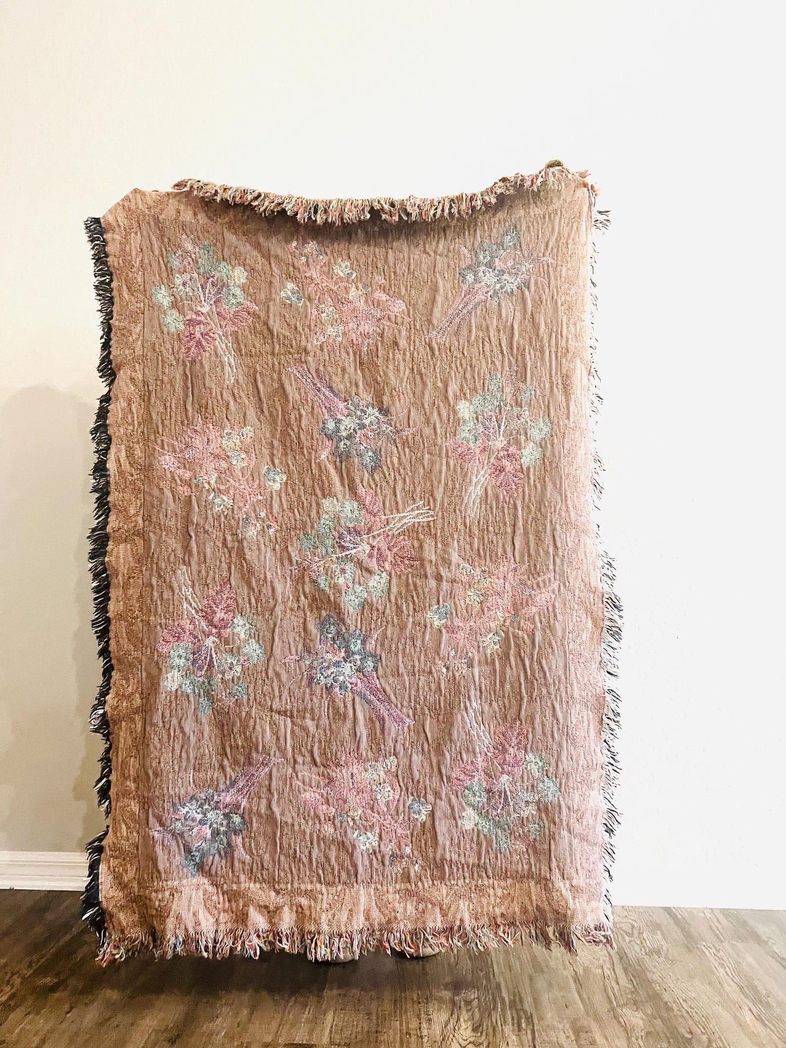 Vintage Floral Patterns GOODWIN WEAVERS Throw Blanket Bunnies Garden - Etsy