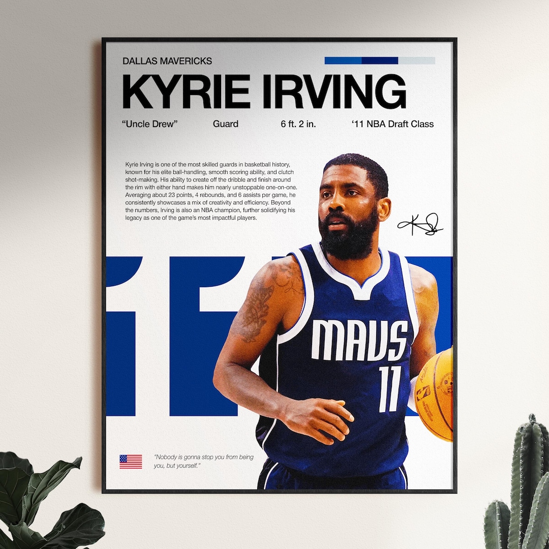 Kyrie Irving NBA Basketball Poster, Dallas Mavericks Poster, Basketball ...