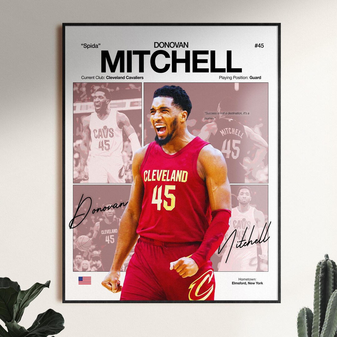 Donovan Mitchell NBA Basketball Poster, Cleveland Cavaliers Poster ...
