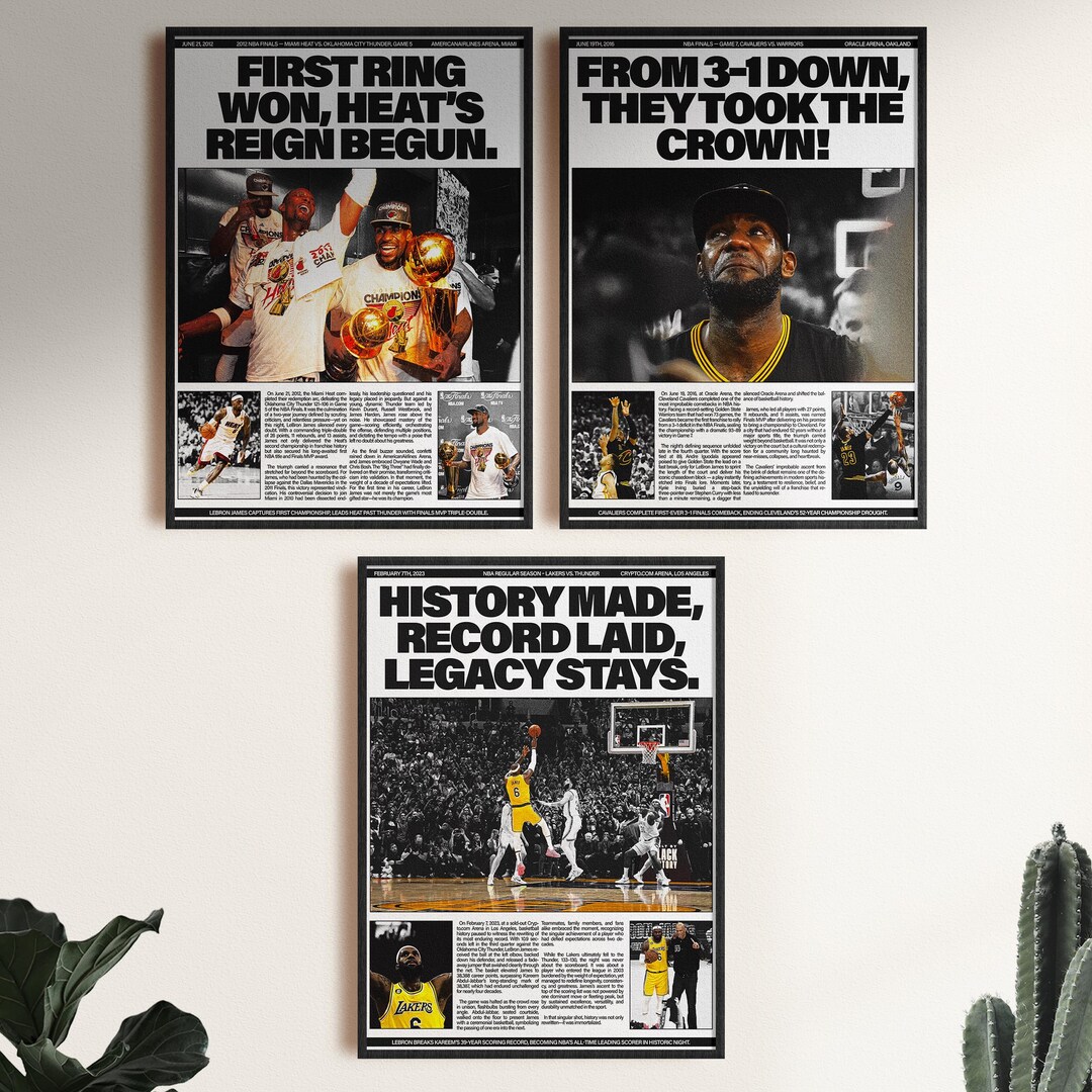 Lebron James Poster, Front Page Newspaper Bundle, Miami Heat Lakers ...