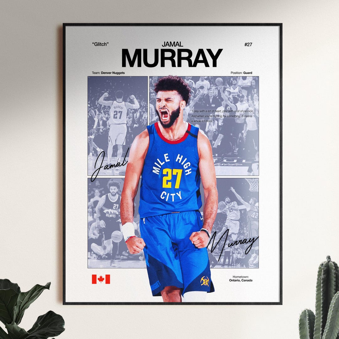 Jamal Murray NBA Basketball Poster, Denver Nuggets Poster, Basketball ...