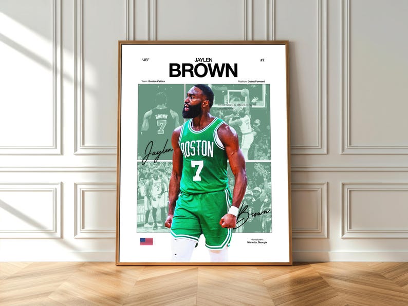 Jaylen Brown NBA Basketball Poster, Boston Celtics Poster, Basketball ...