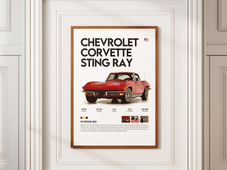 Chevrolet Corvette Stingray Split-window Coupe Poster, Classic Corvette ...