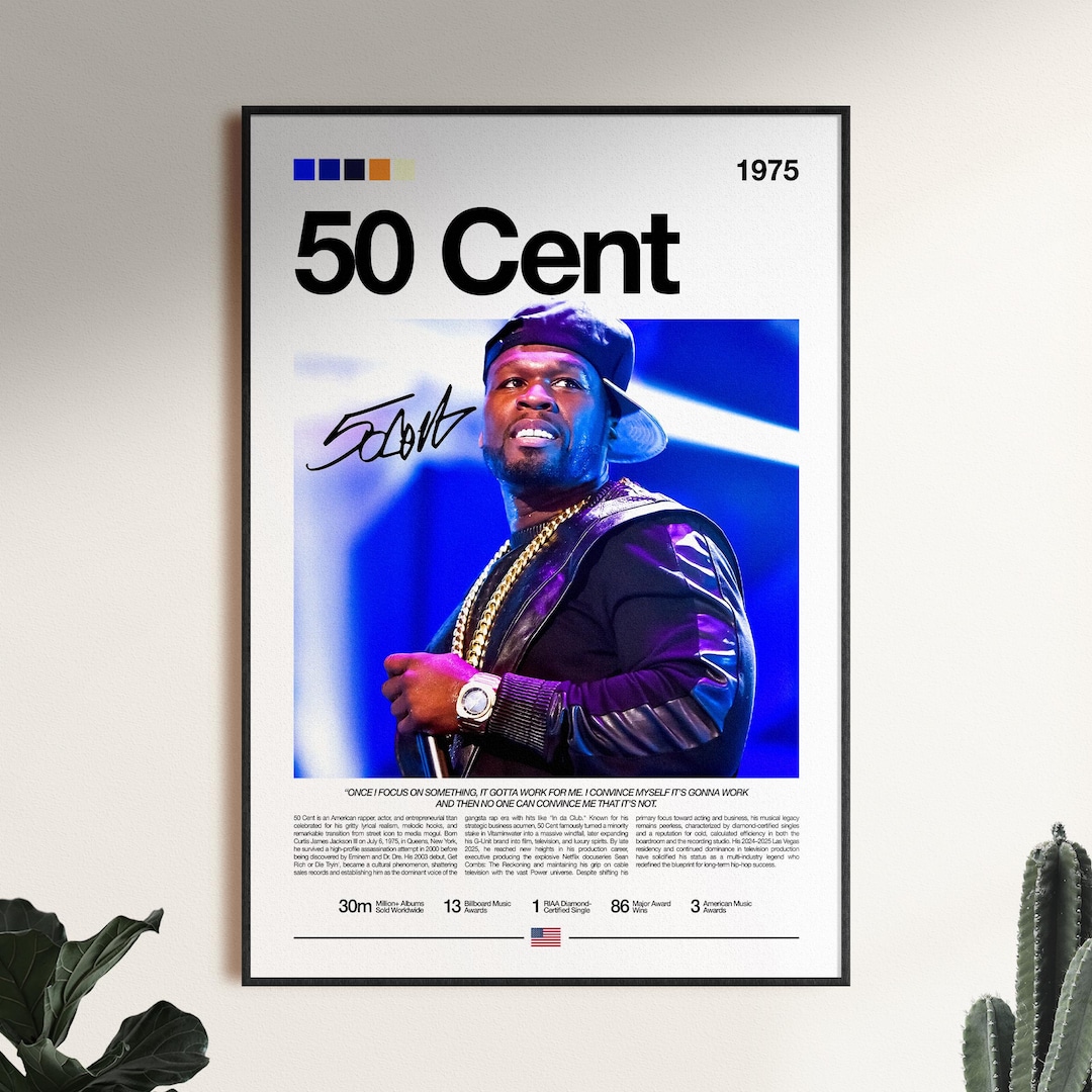 50 Cent Poster, Music Artist Wall Print, Rapper Poster, Hip Hop Digital ...