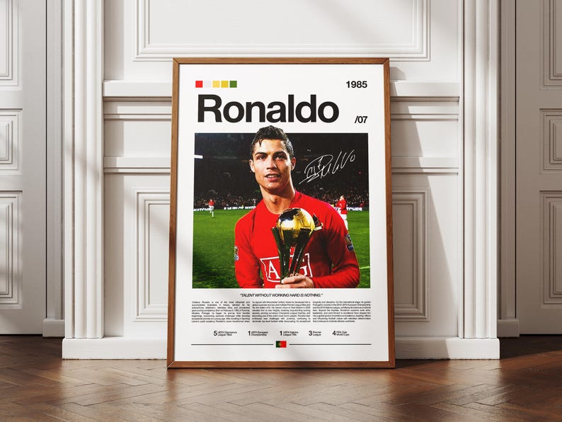 Cristiano Ronaldo Poster, Soccer Wall Print, Portugal Football Poster ...